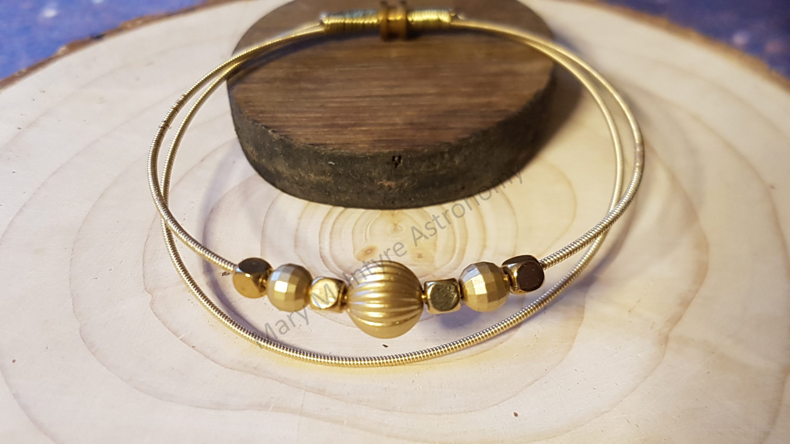 Recycled Gold Guitar String 2 Layer Bangle with Beads – Mary McIntyre ...