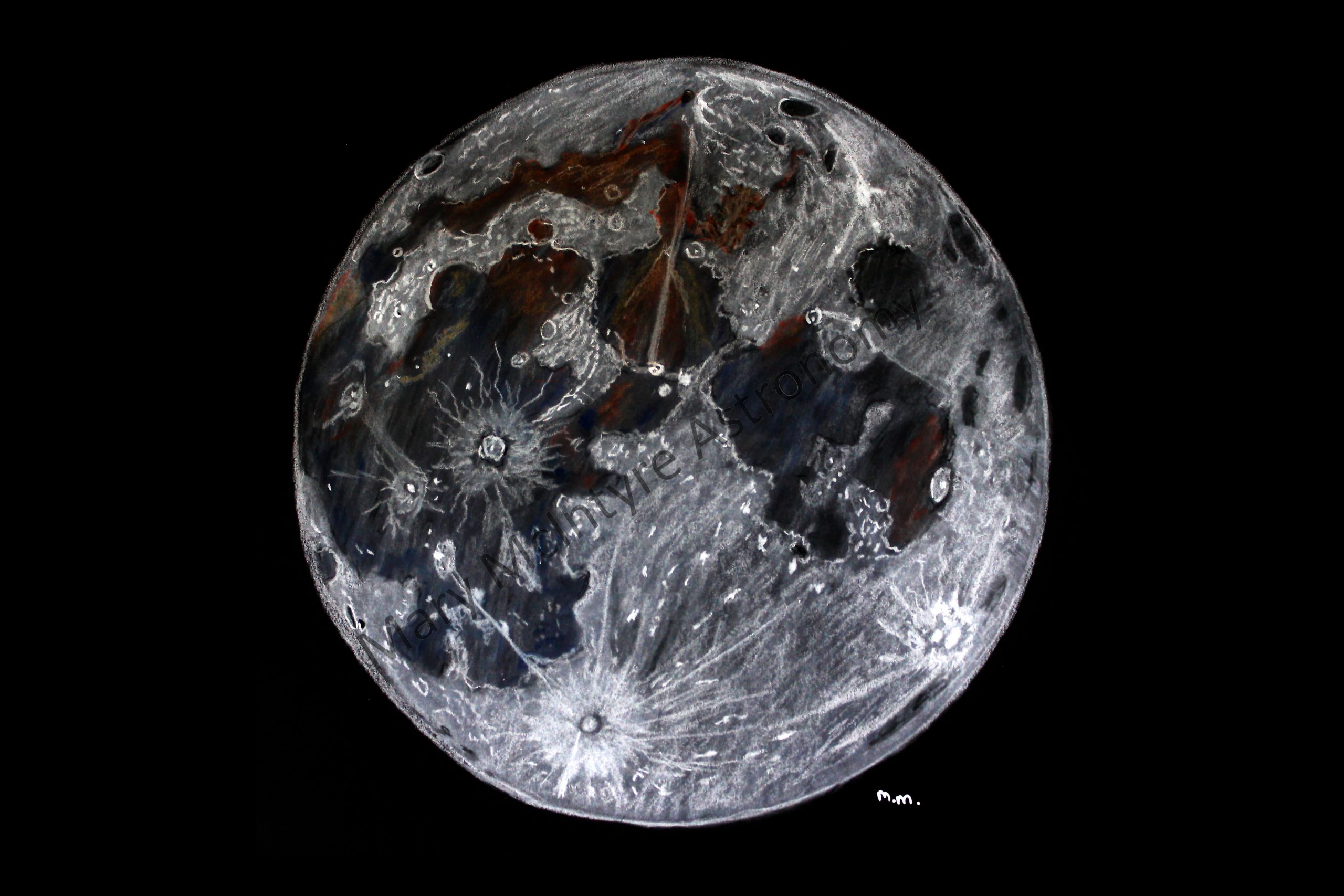 Full Moon (in Colour) Pastel Sketch Print – 29.5cm x 20.5cm – Mary ...