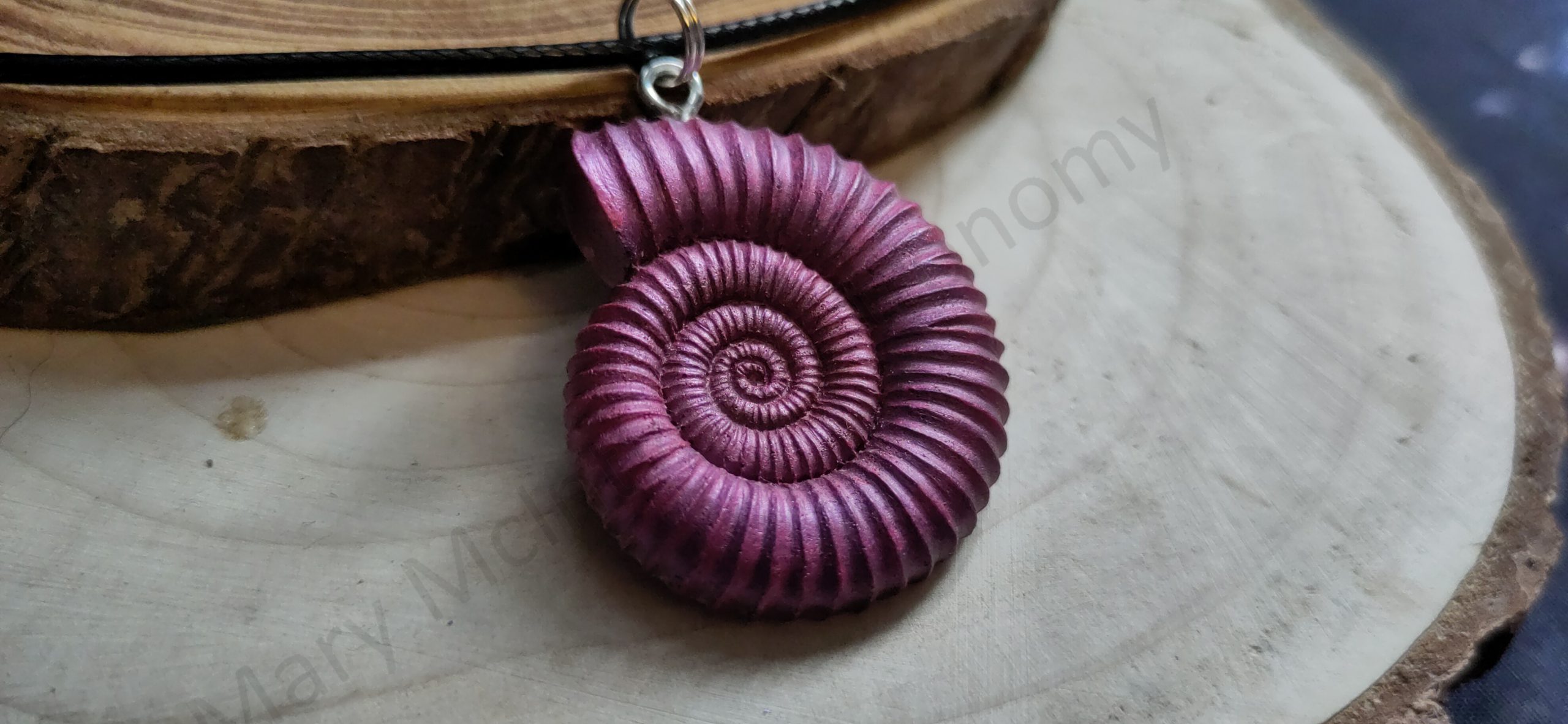 Epoxy Resin Ammonite Pendant (Small) – Pink/Purple Colour-shift – Mary ...