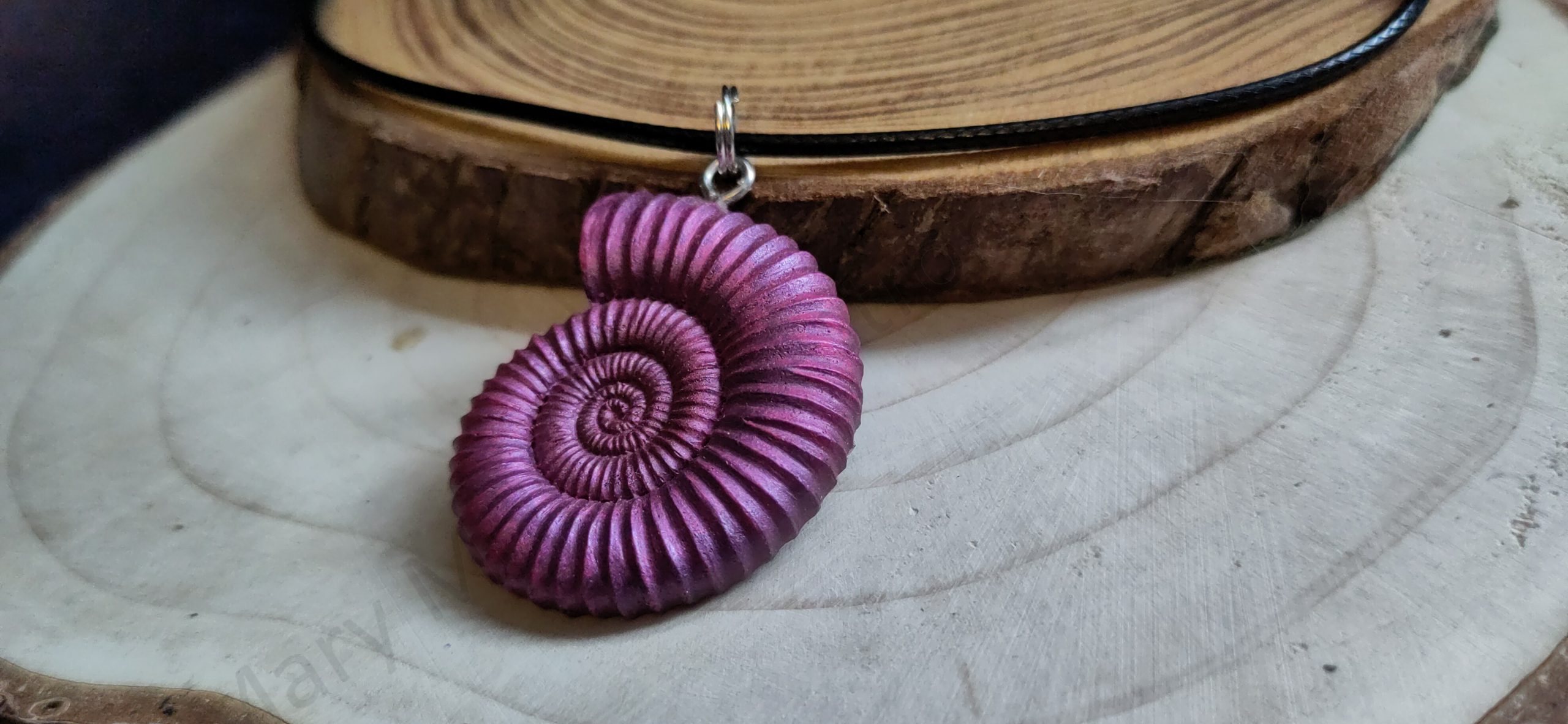 Epoxy Resin Ammonite Pendant (Small) – Pink/Purple Colour-shift – Mary ...