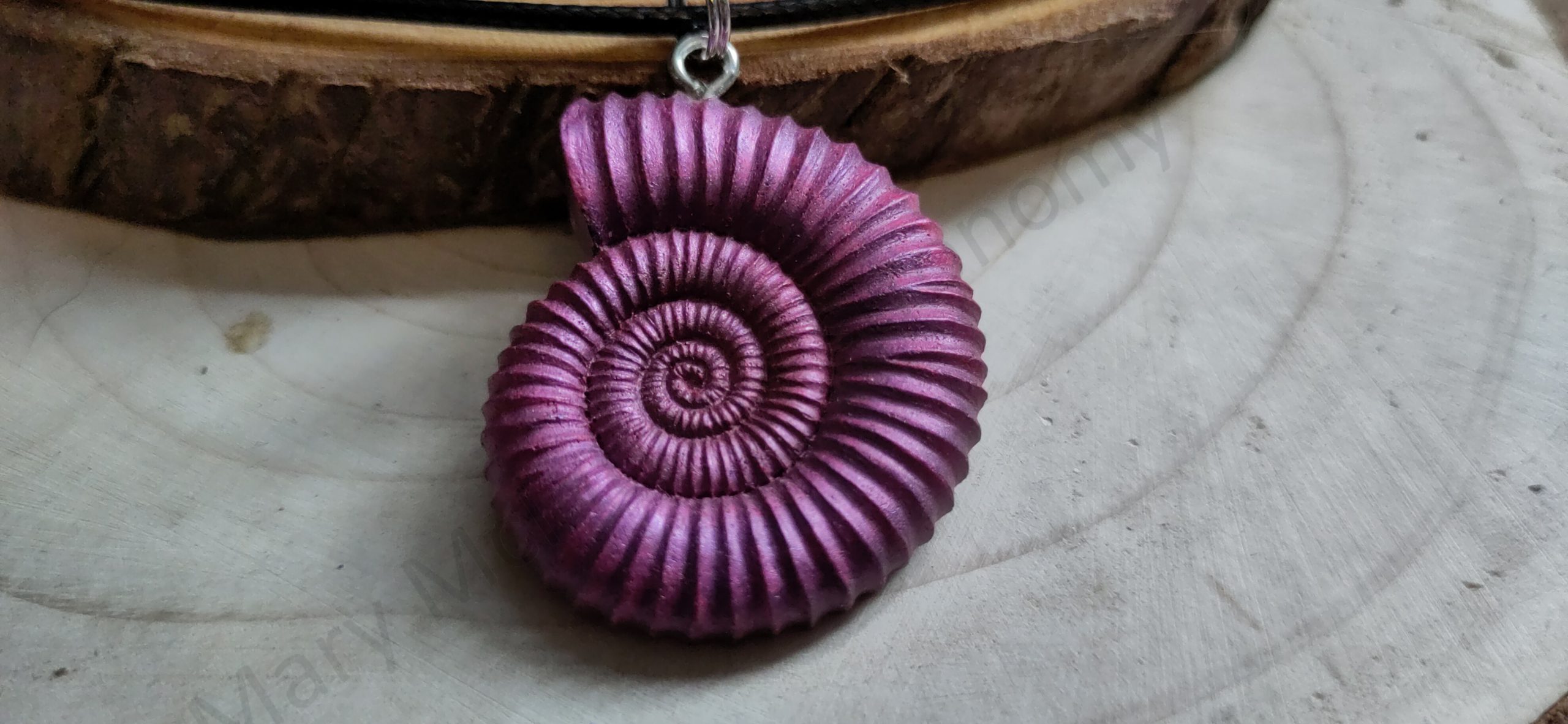 Epoxy Resin Ammonite Pendant (Small) – Pink/Purple Colour-shift – Mary ...
