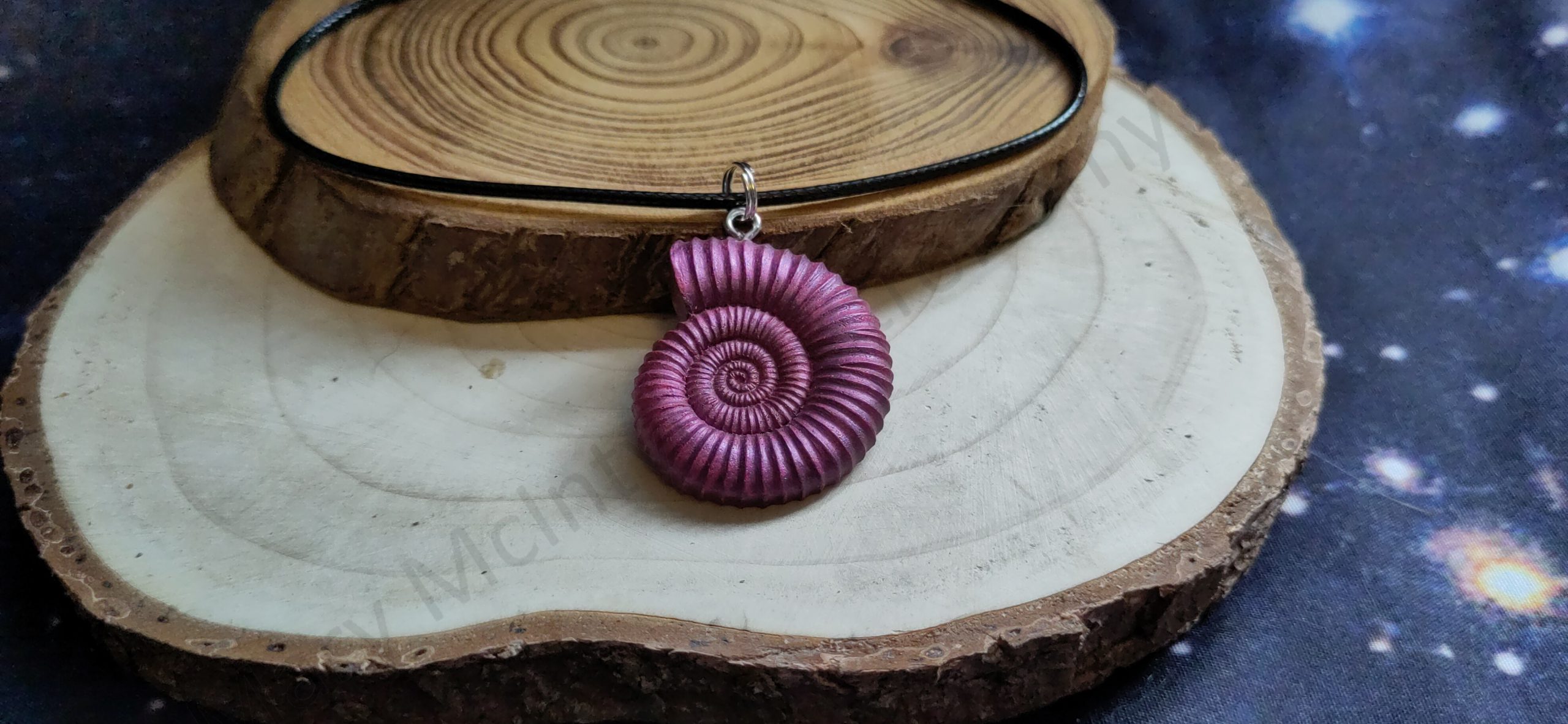 Epoxy Resin Ammonite Pendant (Small) – Pink/Purple Colour-shift – Mary ...